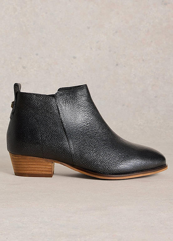White Stuff Willow Black Leather Ankle Boots | Kaleidoscope