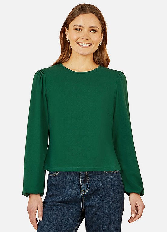 Yumi Stretch Cotton Jersey Long Sleeve Top | Kaleidoscope