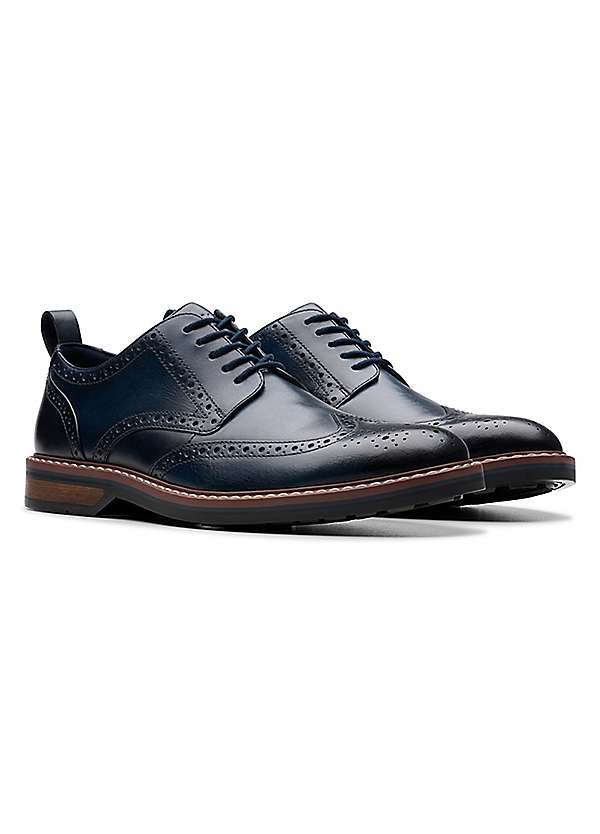 Clarks Men s Navy Leather Aldwin Limit Shoes