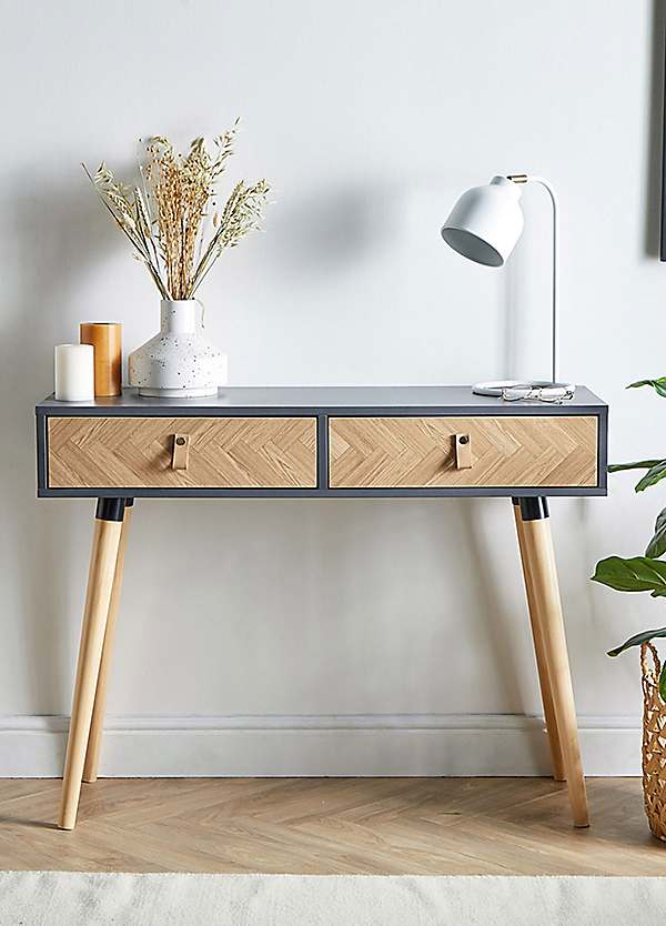Herringbone Wooden Console Table Kaleidoscope