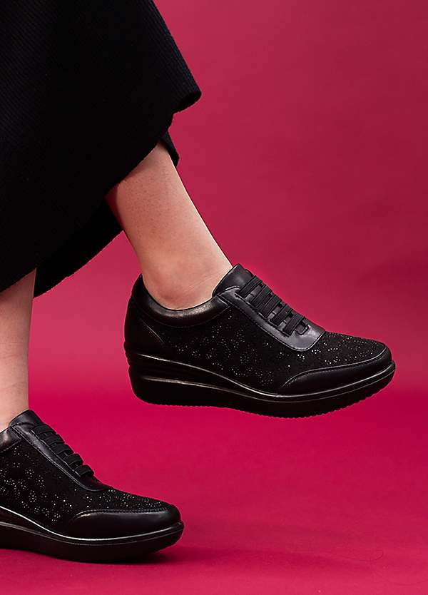 Lunar Muriel Black Wedge Trainers Kaleidoscope