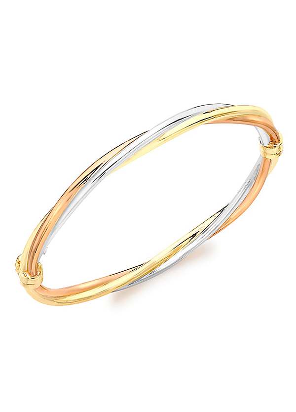 Tuscany Gold 9ct 3 Colour Gold Twist Tube Bangle