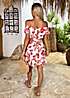 AX Paris Multi Floral Print Bardot Frill Hem Mini Dress | Kaleidoscope