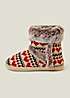 Accessorize Brights Multi Fair Isle Faux Fur Boot Slippers | Kaleidoscope