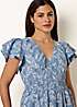 Blue Vanilla V-Neck Flutter Midi Dress | Kaleidoscope