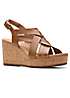 Clarks Sabina Sling Tan Leather Wedges | Kaleidoscope