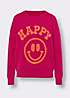 Heine Fine Knit Smiley Face Graphic Jumper | Kaleidoscope