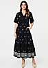 Izabel London Border Print Half Sleeve Maxi Dress | Kaleidoscope
