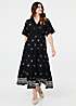 Izabel London Border Print Half Sleeve Maxi Dress | Kaleidoscope