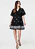 Izabel London Border Print Lace Half Sleeve Short Dress | Kaleidoscope