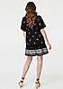 Izabel London Border Print Lace Half Sleeve Short Dress | Kaleidoscope