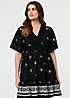 Izabel London Border Print Lace Half Sleeve Short Dress | Kaleidoscope
