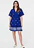 Izabel London Border Print Lace Half Sleeve Short Dress | Kaleidoscope