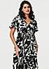 Izabel London Leaf Print Tie Waist Knee Length Dress | Kaleidoscope