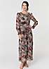 Izabel London Printed Tie Waist Long Sleeve Maxi Dress | Kaleidoscope