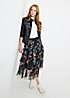 Joe Browns Black Mesh Floral Print Ruffle Midi Skirt | Kaleidoscope