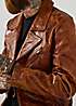 Joe Browns Dark Brown Biker Style Zip-Up Soft Leather Jacket | Kaleidoscope