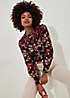 Joe Browns Ruffle-Front Dark Floral Sheer Blouse with Cami | Kaleidoscope