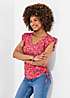 Joe Browns Ruffle Sleeve Rouched Side Jersey Top | Kaleidoscope