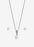 Jon Richard Rhodium Plated Cubic Zirconia & Pearl Set - Gift Boxed ...