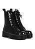 Linzi Hunter Black High Shine Faux Leather Chunky Military Boots ...