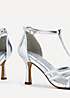 Linzi Lilah Silver Faux Leather T-Bar High Heels | Kaleidoscope