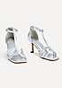 Linzi Lilah Silver Faux Leather T-Bar High Heels | Kaleidoscope