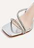 Linzi Mayfair Silver Faux Leather Diamante Heeled Sandals | Kaleidoscope