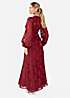 Maya Deluxe Maya Deep Red Floral Jacquard Blouson Sleeve Maxi Dress ...