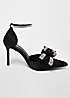 Quiz Black Diamante Double Bow High Heel Court Shoes | Kaleidoscope