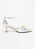 Quiz Silver Diamante Bow Low Heel Court Shoes | Kaleidoscope