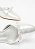 Quiz Silver Diamante Bow Low Heel Court Shoes | Kaleidoscope
