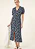 Roman Ditsy Print V-Neck Midi Dress | Kaleidoscope