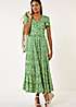 Roman Floral Print Ruched Sleeve Midi Dress | Kaleidoscope