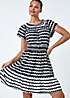 Roman Zig Zag Border Print Shirred Dress | Kaleidoscope