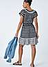 Roman Zig Zag Border Print Shirred Dress | Kaleidoscope