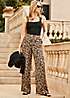 Sosandar Leopard Print Linen Wide Leg Trousers | Kaleidoscope
