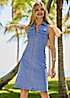Sosandar Light Wash A-Line Zip Front Sleeveless Denim Dress | Kaleidoscope