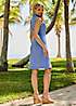 Sosandar Light Wash A-Line Zip Front Sleeveless Denim Dress | Kaleidoscope