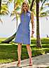 Sosandar Light Wash A-Line Zip Front Sleeveless Denim Dress | Kaleidoscope