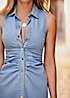 Sosandar Light Wash Sleeveless Fit & Flare Ruched Denim Dress ...