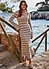 Sosandar Metallic Chevron Flared Sleeve Fine Knit Midi Dress | Kaleidoscope