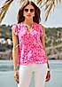 Sosandar Pink & Metallic Spot Animal Print Flutter Sleeve Top ...