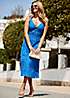 Sosandar Sapphire Blue Luxe Lace Ruffle Hem Dress | Kaleidoscope