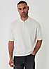 Threadbare Natural Relaxed Fit Knitted Quarter Zip Polo Shirt ...