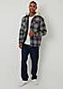 Threadbare Navy Check Quilted Shacket with Borg Lined Hood | Kaleidoscope