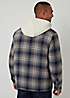 Threadbare Navy Check Quilted Shacket with Borg Lined Hood | Kaleidoscope
