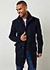 Threadbare Navy Faux Wool Mock Layer Longline Utility Coat | Kaleidoscope