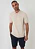 Threadbare Stone Wavy Stripe Textured Knitted Polo Jumper | Kaleidoscope