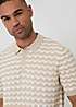 Threadbare Stone Wavy Stripe Textured Knitted Polo Jumper | Kaleidoscope